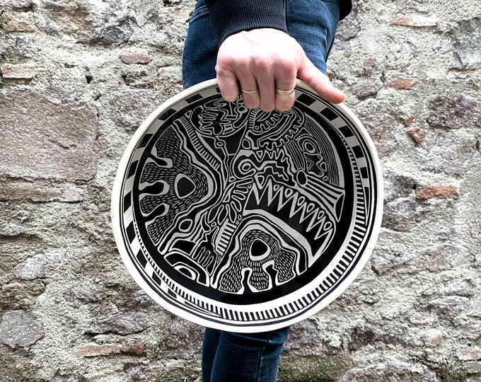 Uniquely Designed Handmade Sgraffito Large Ceramic Bowl Ceramic Bowl ...