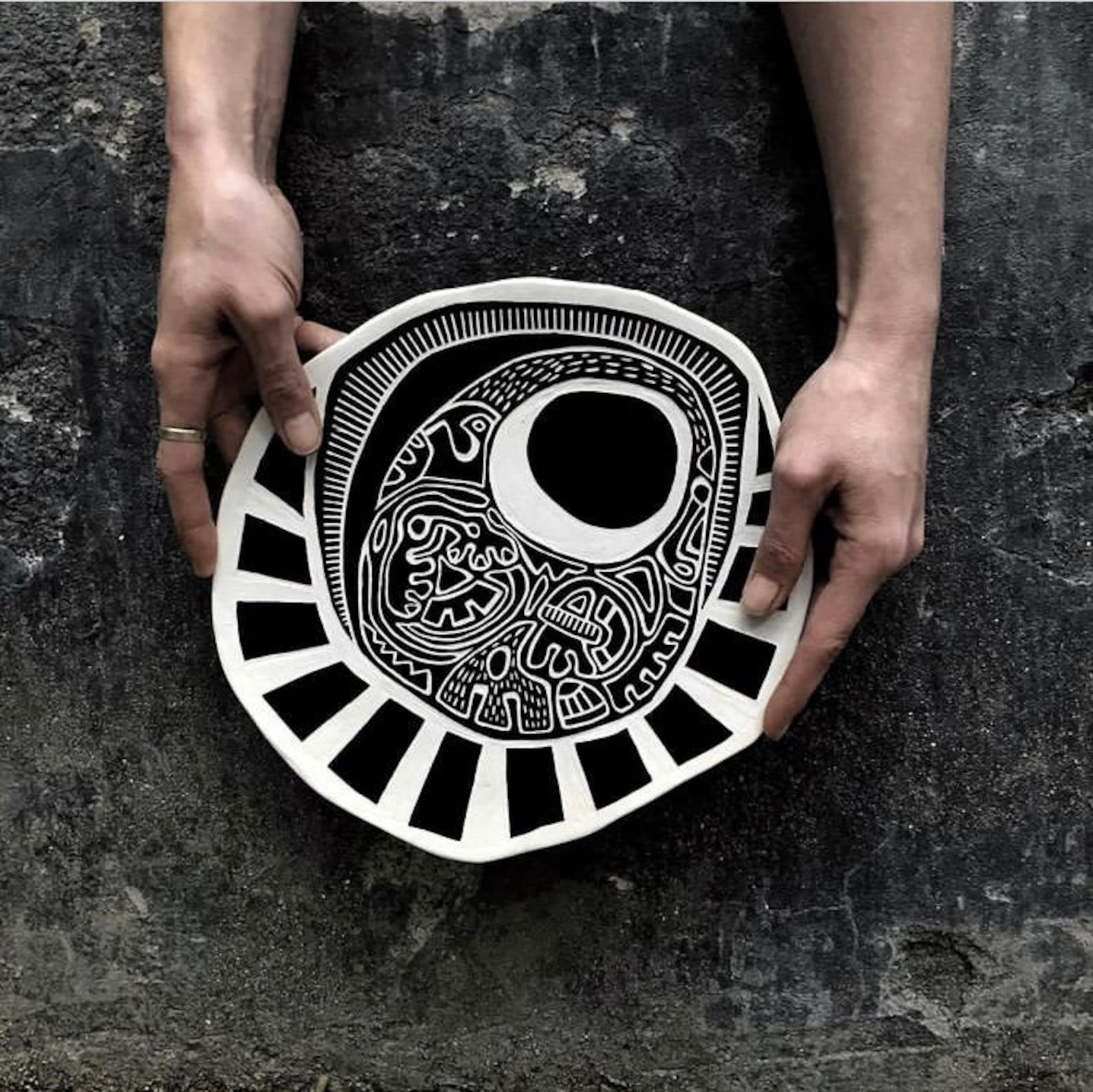 Uniquely Designed Handmade Sgraffito Ceramic Plate Dinner Breakfast ...