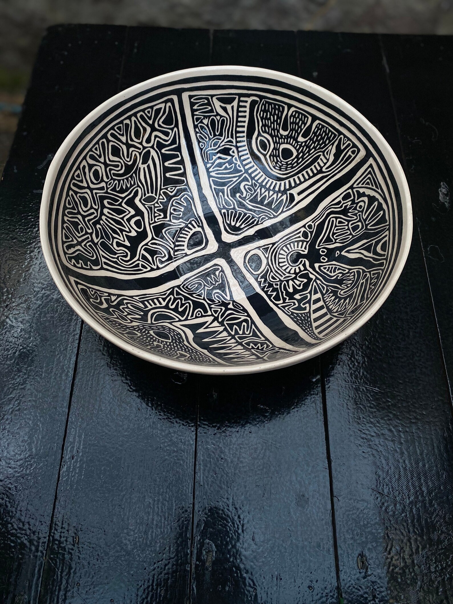 Uniquely Designed Handmade Sgraffito Large Ceramic Bowl Ceramic Bowl ...