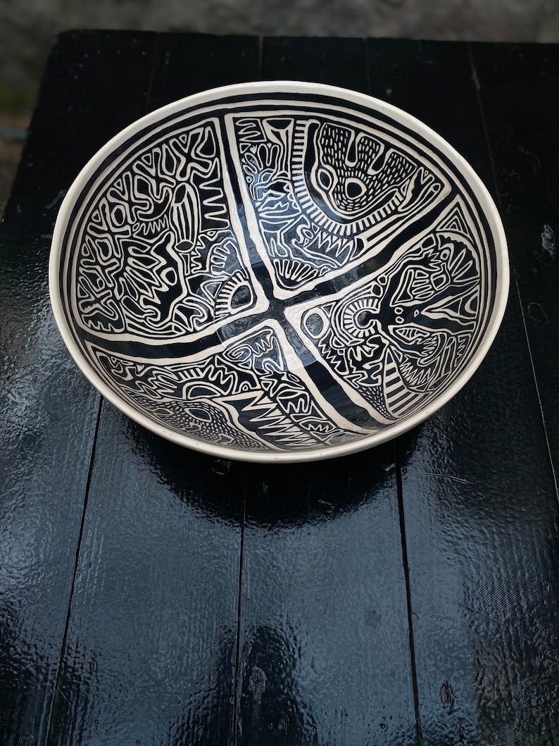 Uniquely Designed Handmade Sgraffito Large Ceramic Bowl Ceramic Bowl ...