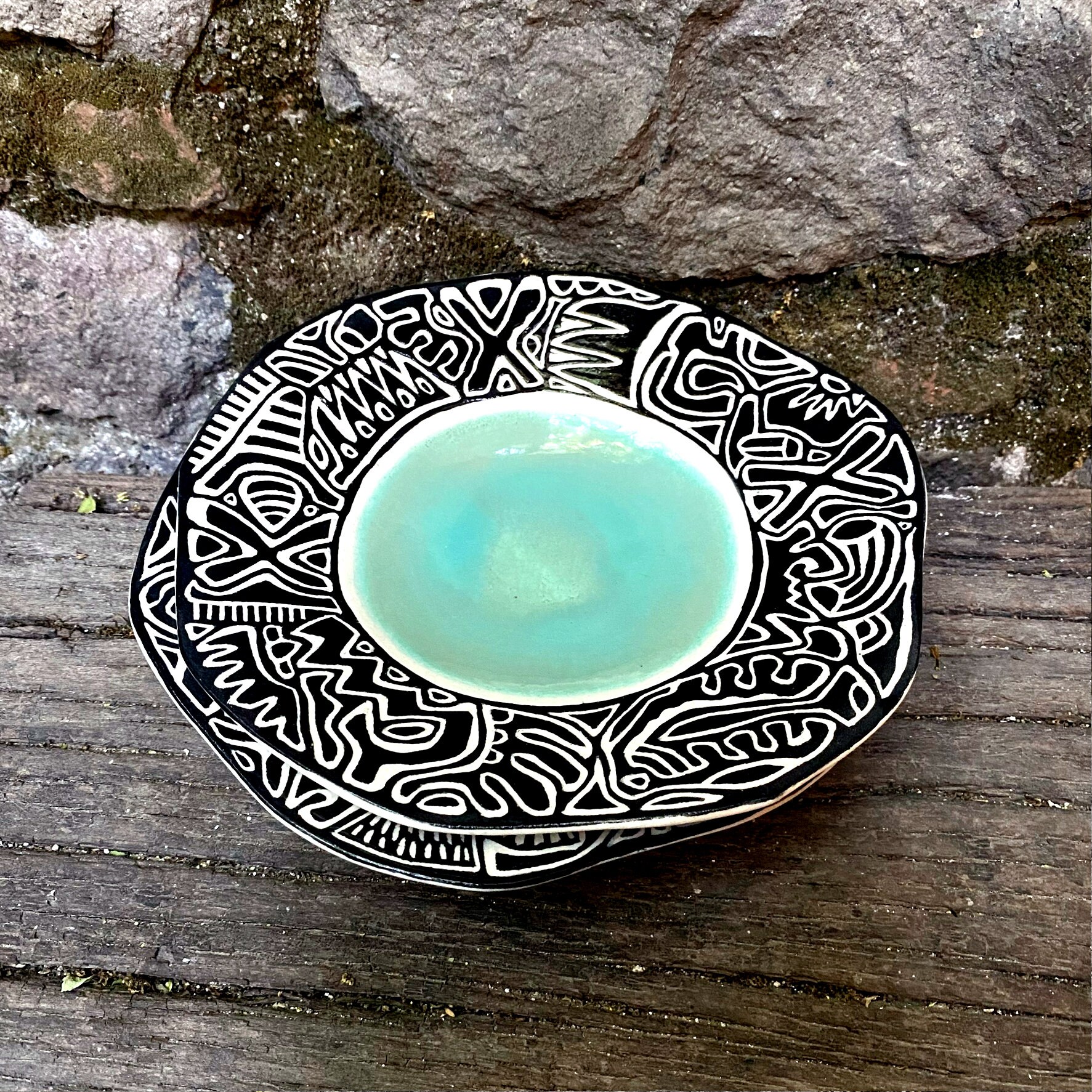 Uniquely Designed Handmade Sgraffito Ceramic Plate Set - Etsy