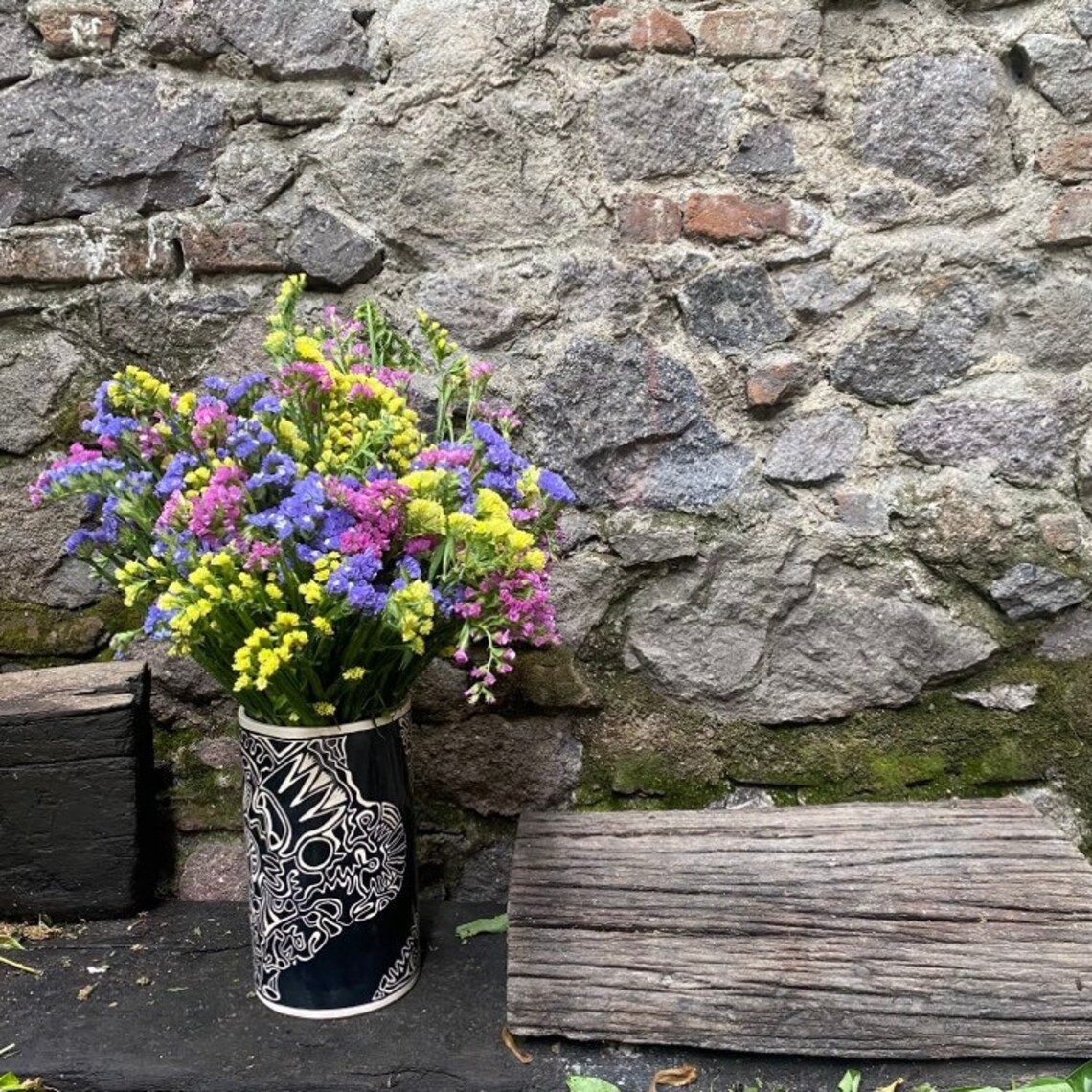 Uniquely Designed Handmade Sgraffito Ceramic Vase Set Flower Decoration ...