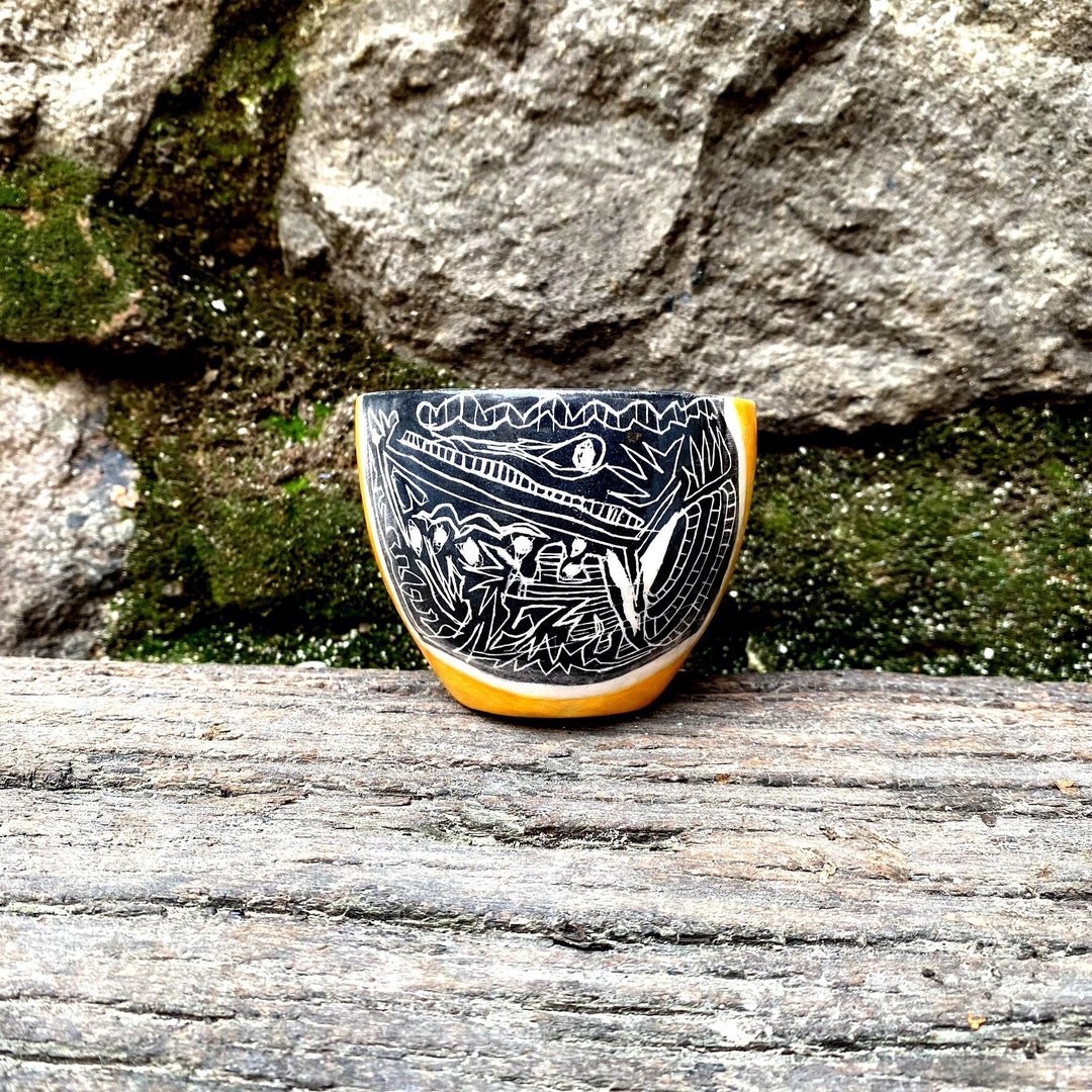 Uniquely Designed Handmade Sgraffito Ceramic Mug Sgraffito Mug Coffee ...
