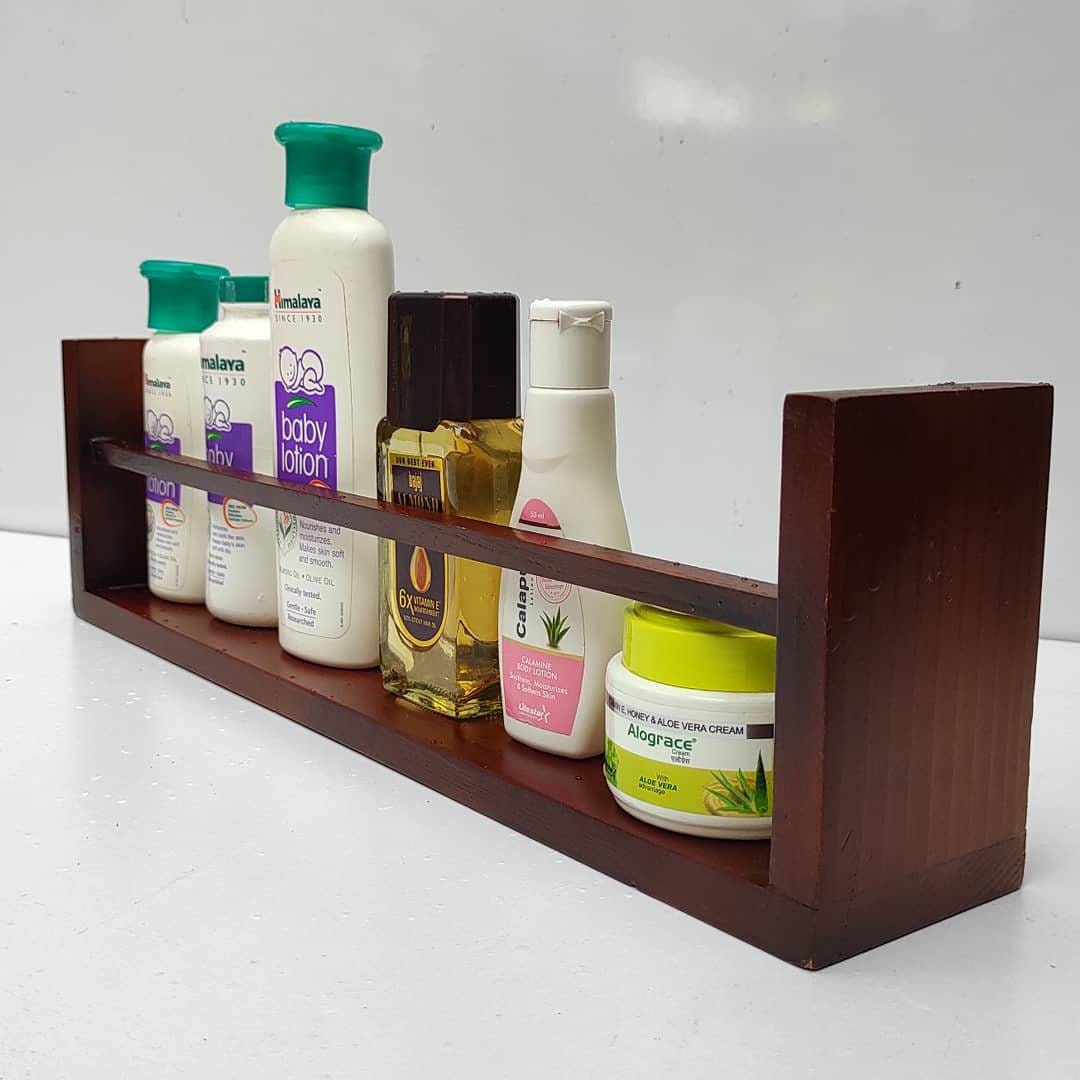 Artisan-crafted Pine Wood Floating Wall Shelf in Warm Walnut Finish ...