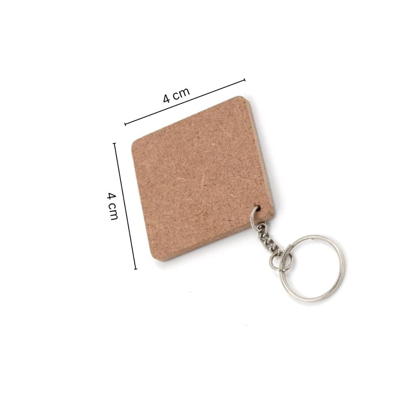 Set of 20 MDF Wood Plain Square Keychains: 4cm X 4cm Each, 6mm ...