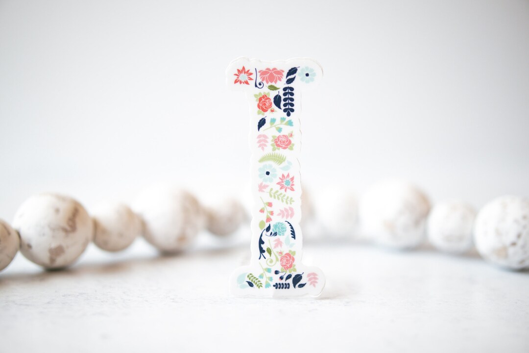 Floral Vinyl Letter I, Monogram Planner Sticker, Alphabet Sticker ...