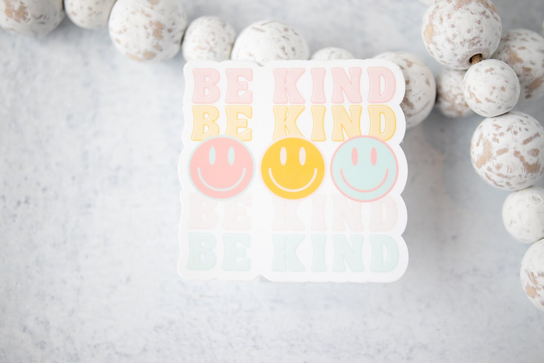 Be Kind Sticker, Kindness Decal, Pastel Sticker, Smiley Faces Sticker ...