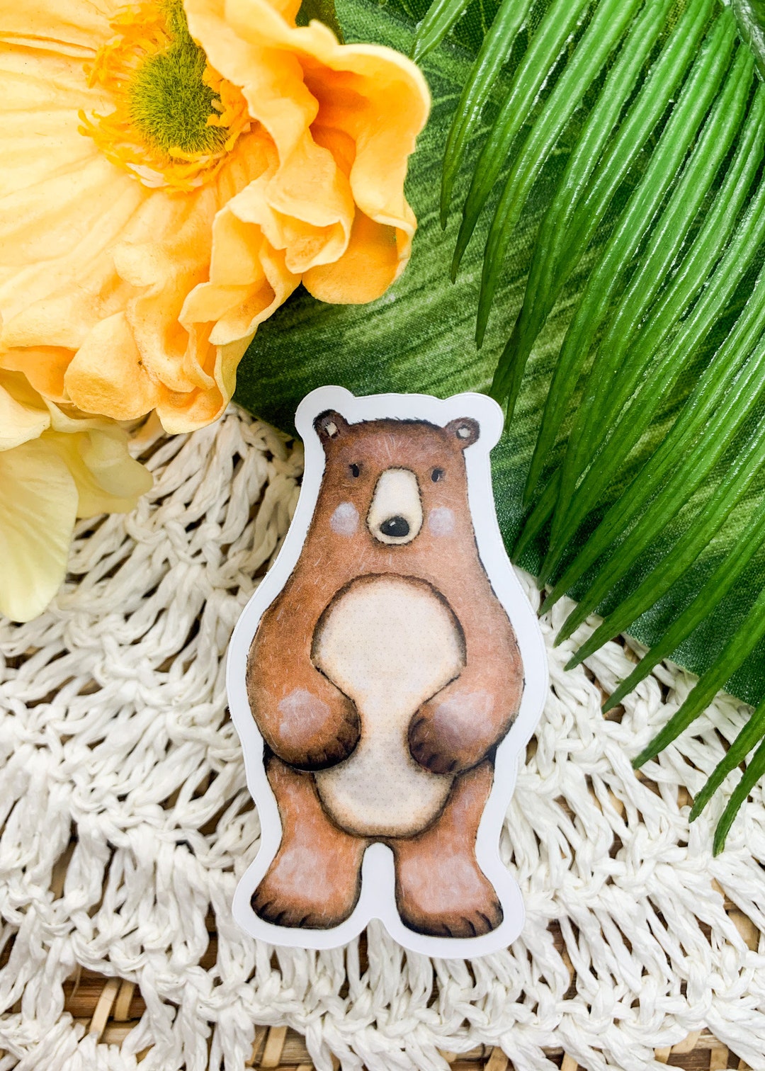 Cute Bear Sticker, Animal Stickers, Woodland Stickers, Water Bottle ...