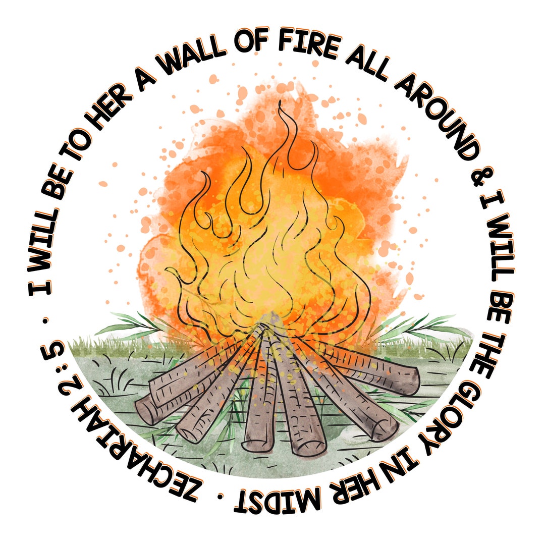 I Will Be to Her A Wall of Fire Sticker, Car Decal, Bible Verse Sticker ...
