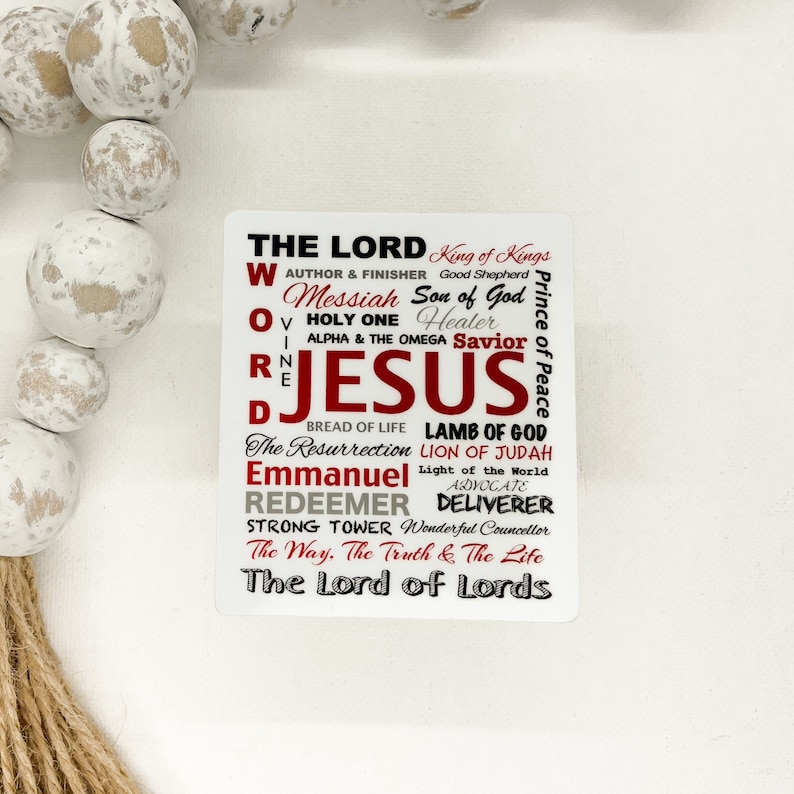 The Many Names of Jesus Sticker, Christian Sticker, Bible Sticker ...