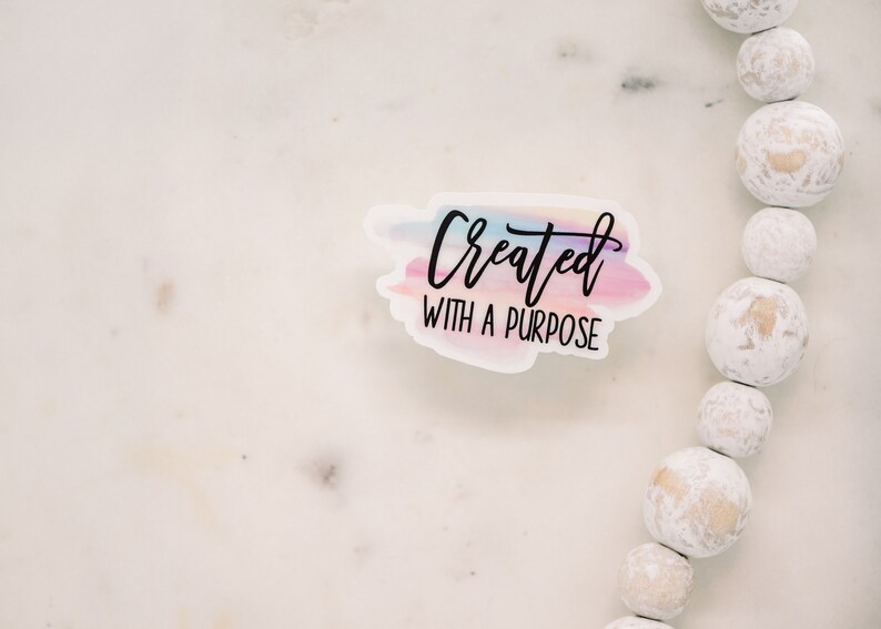 Created With A Purpose Sticker, Christian Decal, Clear Vinyl Sticker ...