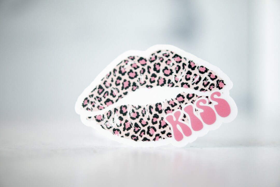 Leopard Lips Kiss Sticker: Waterproof Vinyl Decal - Etsy