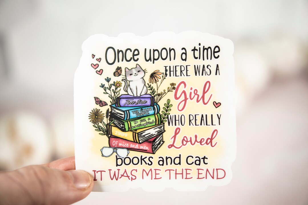 Cute Bookish Sticker, Cat Sticker, Book Lover Sticker, Reading Decal ...