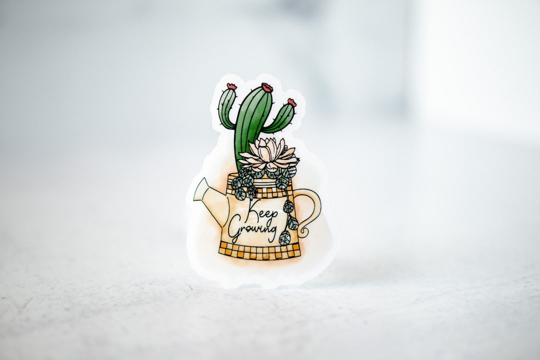 Keep Growing Sticker, Plant Sticker, Window Decal, Cactus Sticker ...