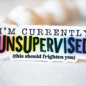 ADHD Sticker, I'm Currently Unsupervised, Funny Stickers, Die Cut Label ...