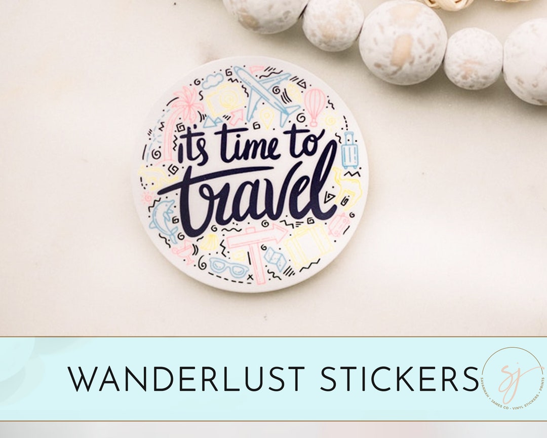 It's Time to Travel Vinyl Sticker, Vacation Decal, Girly Laptop Label ...