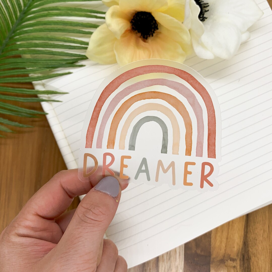 Dreamer Sticker, Weatherproof Decal, Rainbow Sticker, Rainbow Clear ...