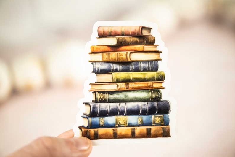 Stack of Books Sticker, Vinyl Sticker, Reading Stickers, Kindle ...