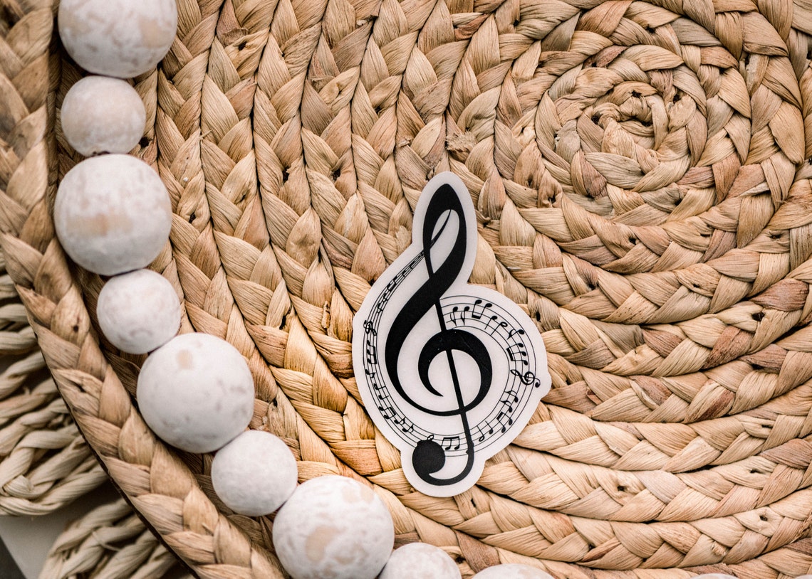 Music Note Sticker Treble Clef Sticker Clear Vinyl Sticker - Etsy