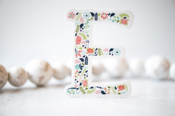 Letter E Sticker Monogram Sticker Floral Letter Decal - Etsy