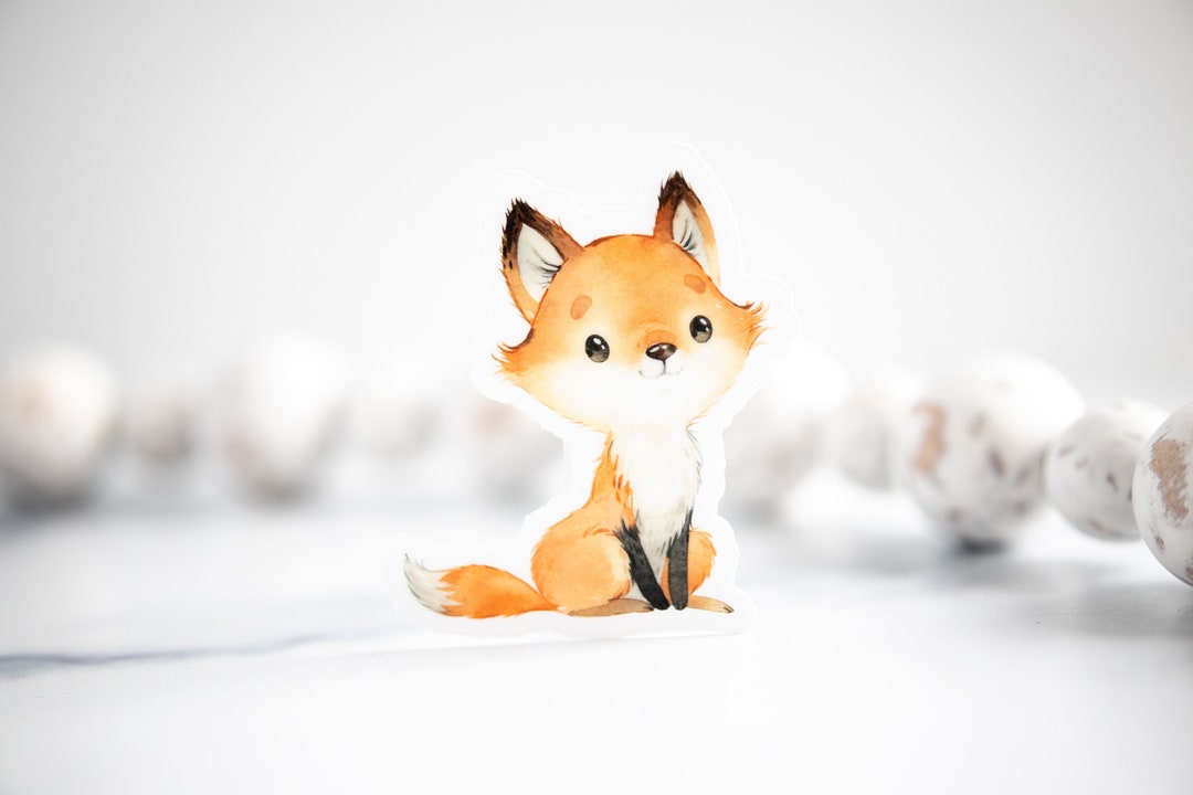 Cute Fox Decal, Chibi Fox Sticker, Baby Room Sticker, Animal Label ...