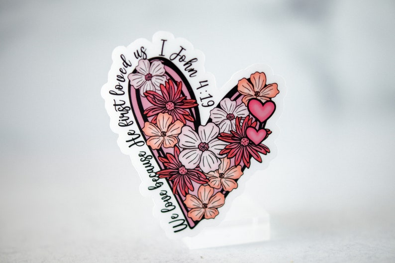 Christian Sticker Floral Heart Decal Car Sticker We Love - Etsy