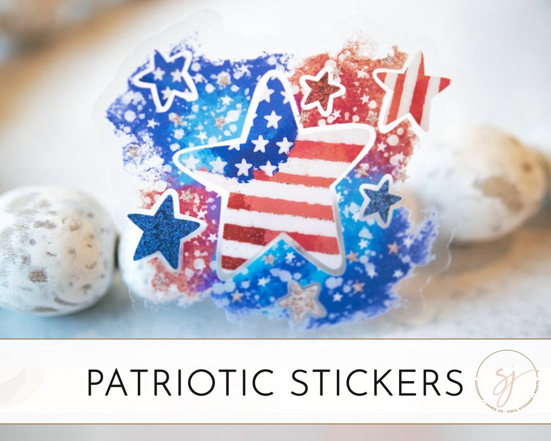 American Flag Star Sticker, Patriotic Label, Veterans Day Gift ...