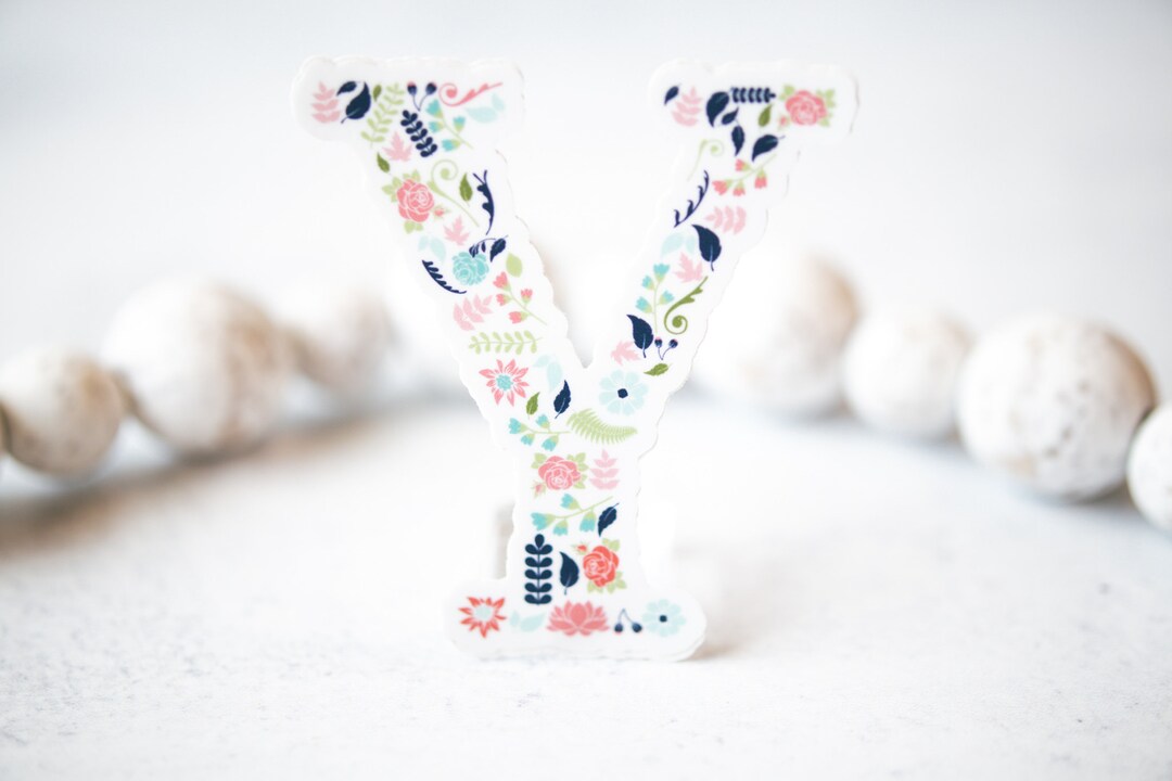 Floral Vinyl Letter Y, Monogram Planner Sticker, Alphabet Sticker ...