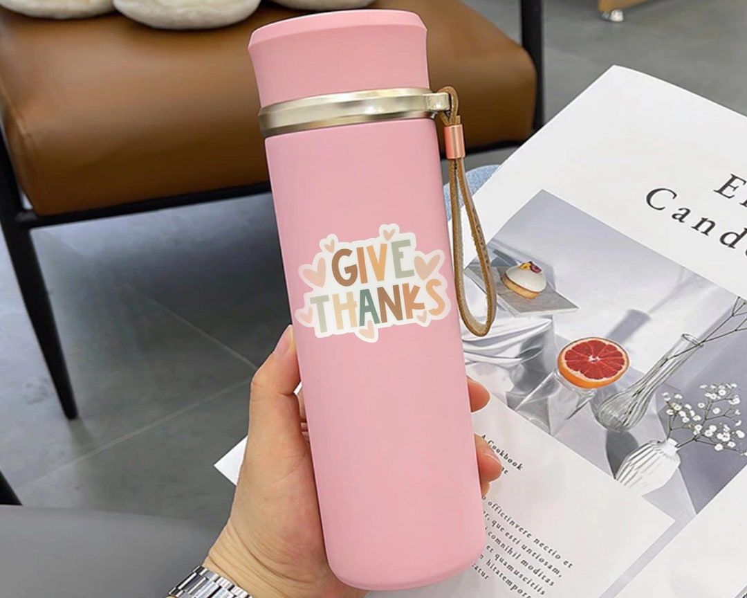 Give Thanks Sticker, Thanksgiving Sticker, Hearts Decal, Vinyl Sticker ...