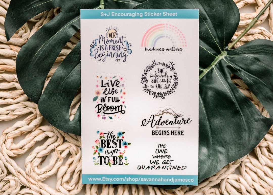 Motivational Sticker Set of 7, Sticker Decal Sheet, Encouragement ...