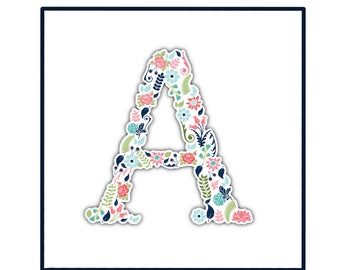 Letter r Floral Vinyl Sticker. Monogram Sticker | Etsy