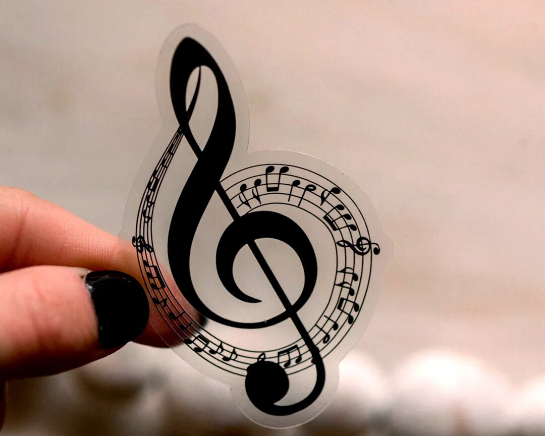 50 Music Decals, Treble Clef Gift for Music Lovers, Transparent Vinyl ...