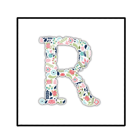 Letter r Floral Vinyl Sticker. Monogram Sticker | Etsy