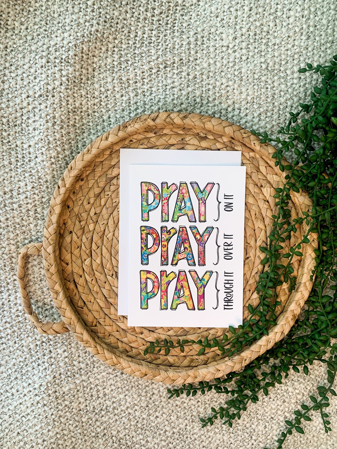Pray Pray Pray Card, Printed Pray Over It Card, Blank Assorted Card ...