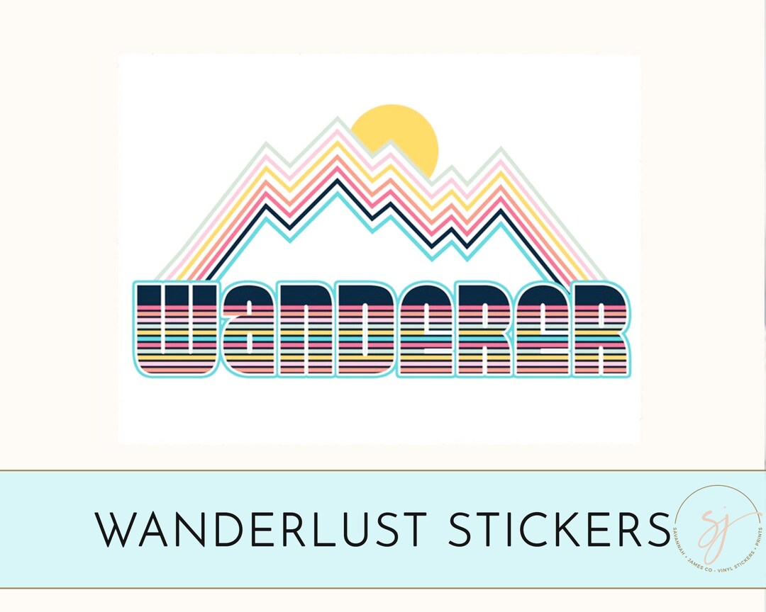 Wanderer Sticker, Wanderlust Decal, Mountain Sticker, Bike Decal, Sun ...