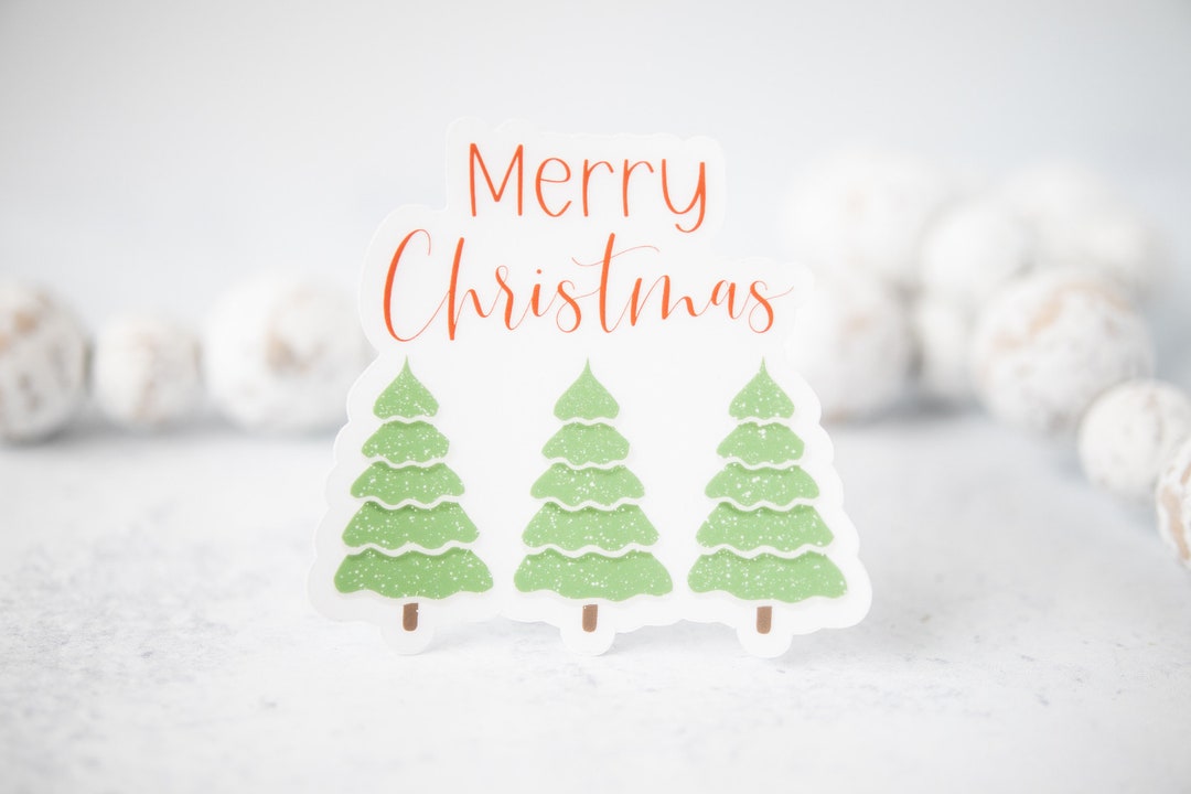Merry Christmas Clear Vinyl Sticker, Christmas Sticker Decor, Laptop ...