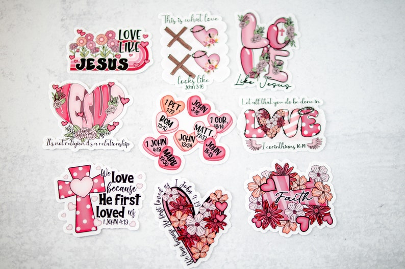 Christian Sticker, Floral Heart Decal, Car Sticker, We Love Because He ...