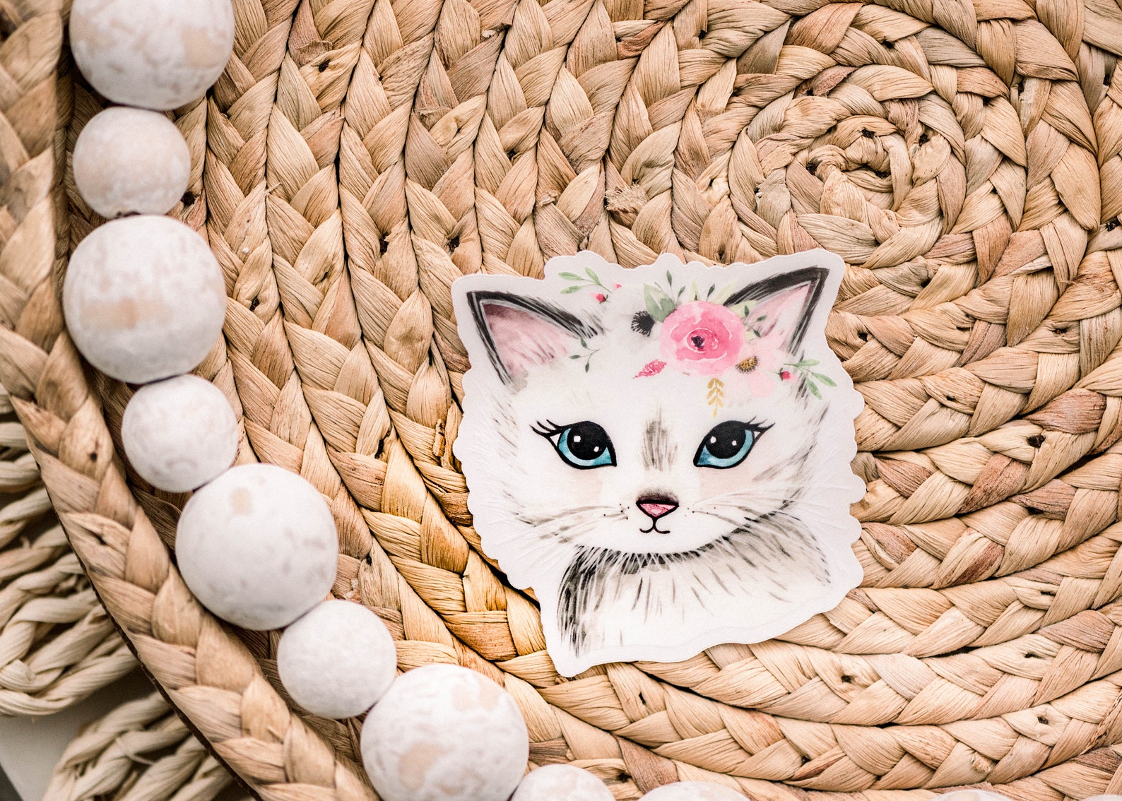 Cat Sticker Flower Cat Vinyl Sticker Year of the Cat - Etsy