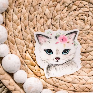 Cat Sticker, Flower Cat Vinyl Sticker, Year of the Cat, Waterproof ...