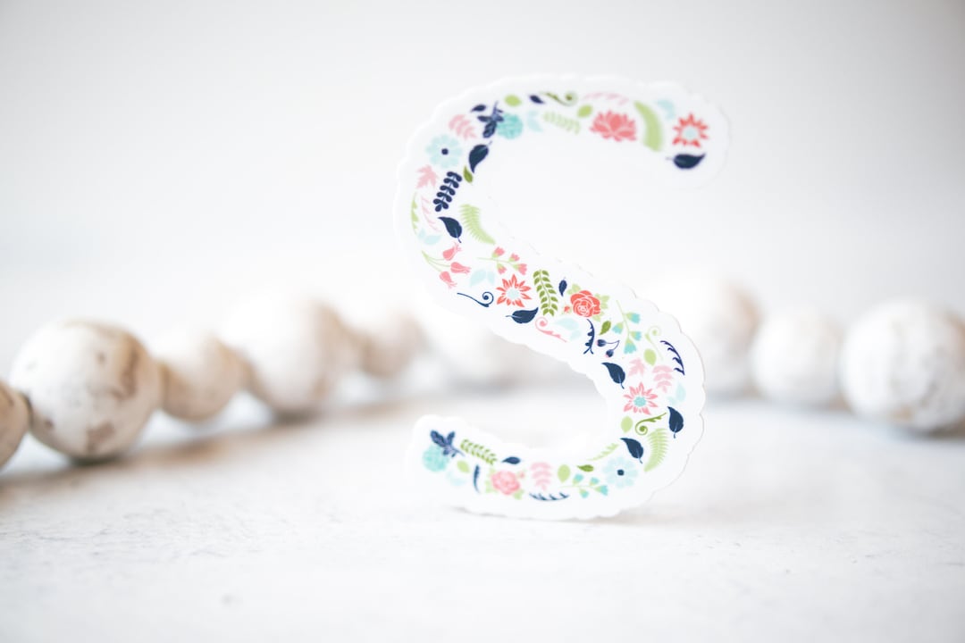 Letter "s" Floral Vinyl Sticker, Monogram Sticker, Floral Latter Label ...