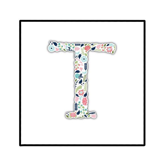 Vinyl Letter t Sticker Floral Monogram Sticker | Etsy