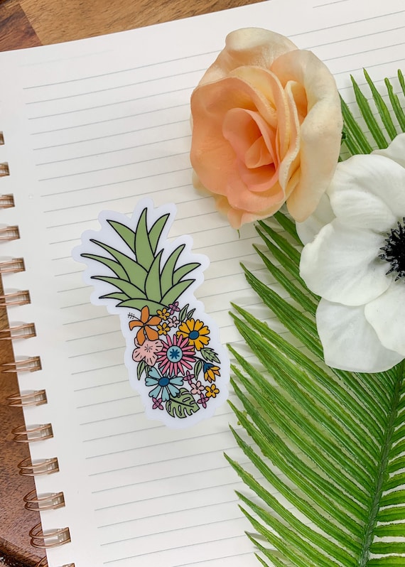 Pineapple Sticker Die Cut Label Floral Pineapple Decal - Etsy