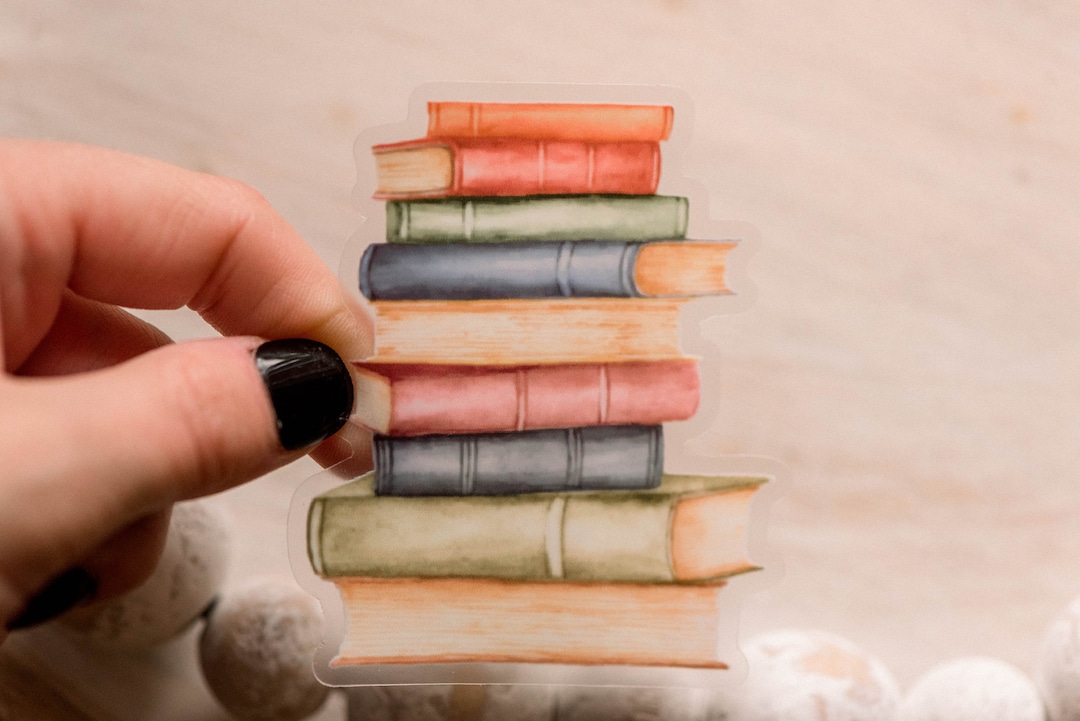 Stack of Books Sticker, Fall Sticker for Book, Reading Stickers, Book ...