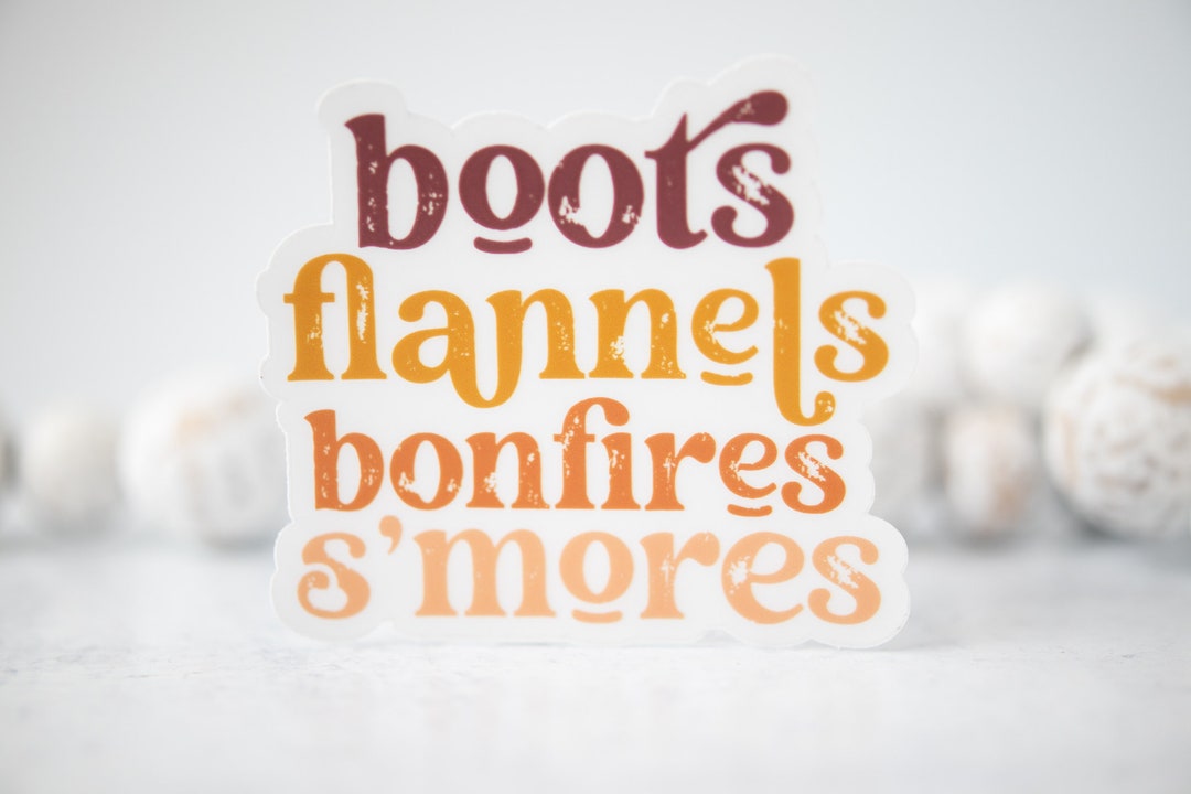 Boots Flannels Bonfires S'mores Clear Sticker, Fall Car Sticker ...