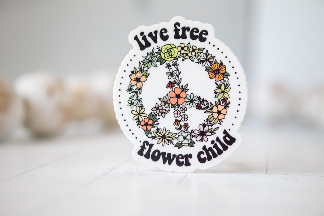 Live Free Flower Child Sticker, Floral Decal, Botanical Sticker, Vinyl ...