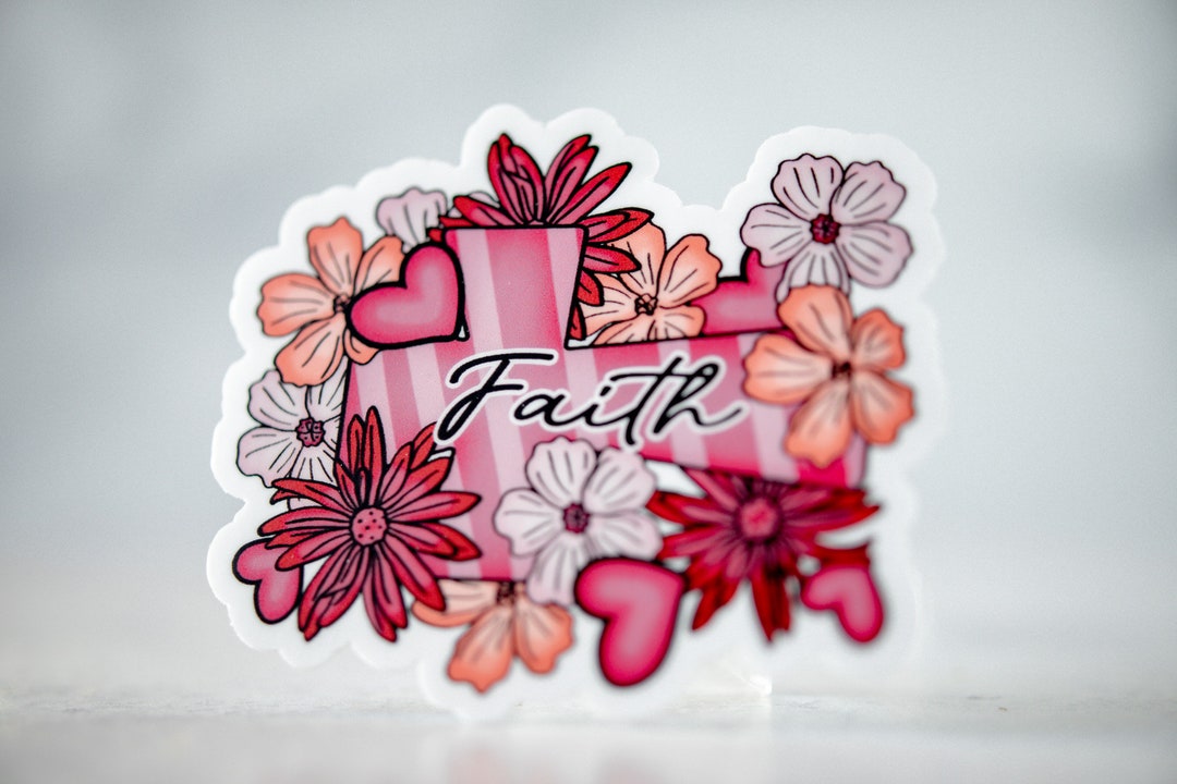 Faith Sticker, Floral Label, Cross Decal, Religious Sticker, Christian ...
