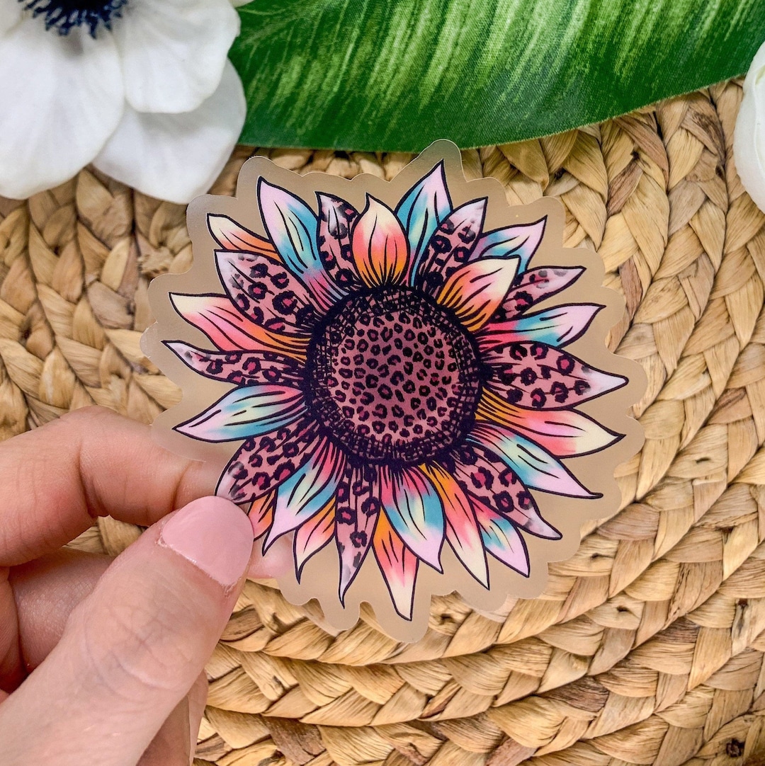 Pack of 50 - Pink Sunflower Sticker, Computer Decal, Wildflowers Label ...