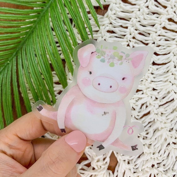 Pig Sticker Die Cut Label Piggy Decal Pig With Wreath | Etsy