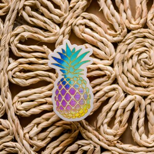 Pineapple Decal, Rainbow Sticker, Die Cut Label, Pineapple Car Decal ...