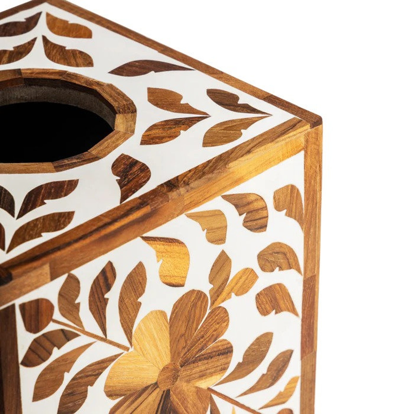 Wood Inlay Tissue Box Cover - Etsy